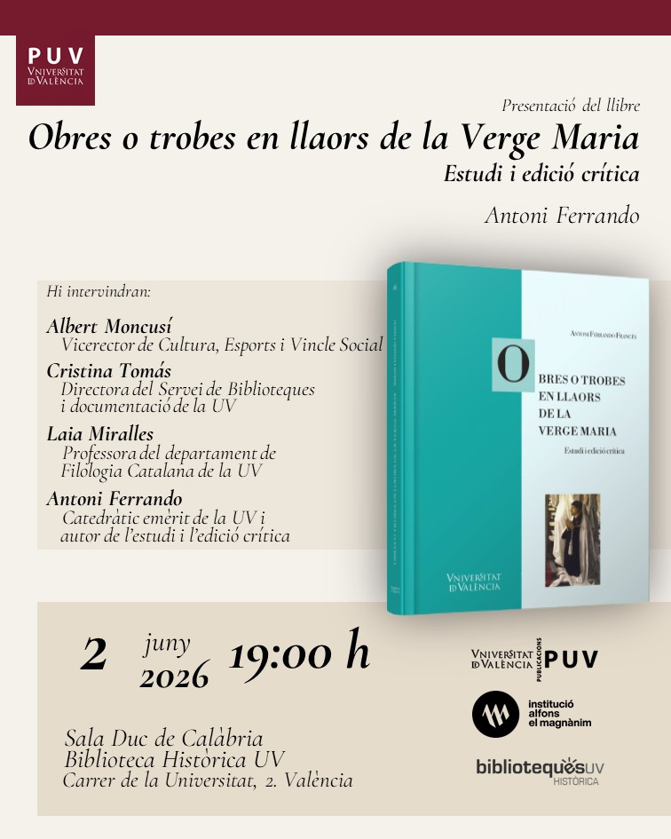 PUV Presentació del llibre "Obres o trobes en llaors de la Verge Maria ...